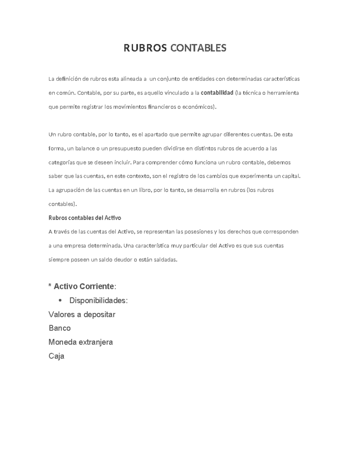 Rubros Contables - Resumen de Contabilidad CPU (Activo y Pasivo) - Studocu