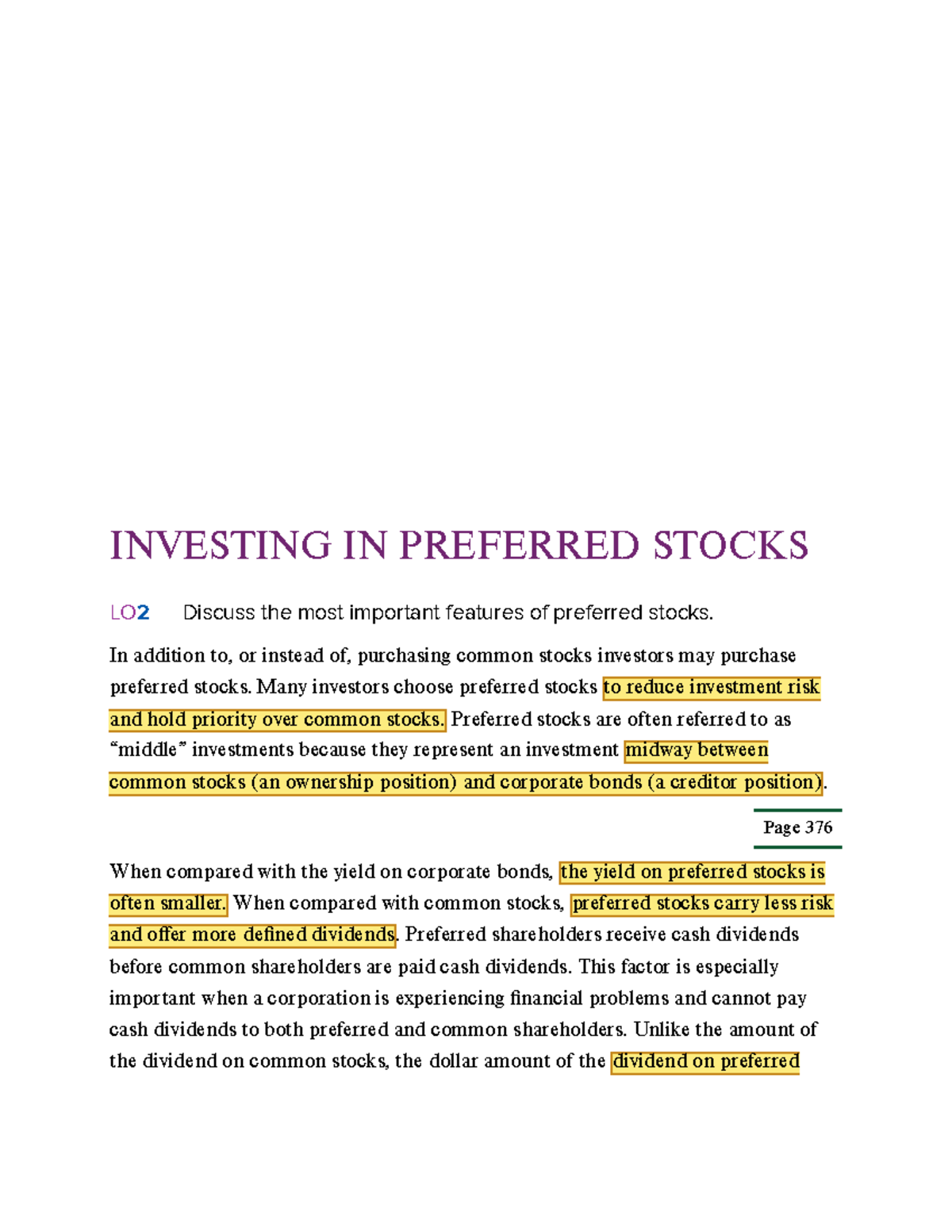 FINA 210 - Chapter 11: Key Features of Preferred Stocks Explained - Studocu