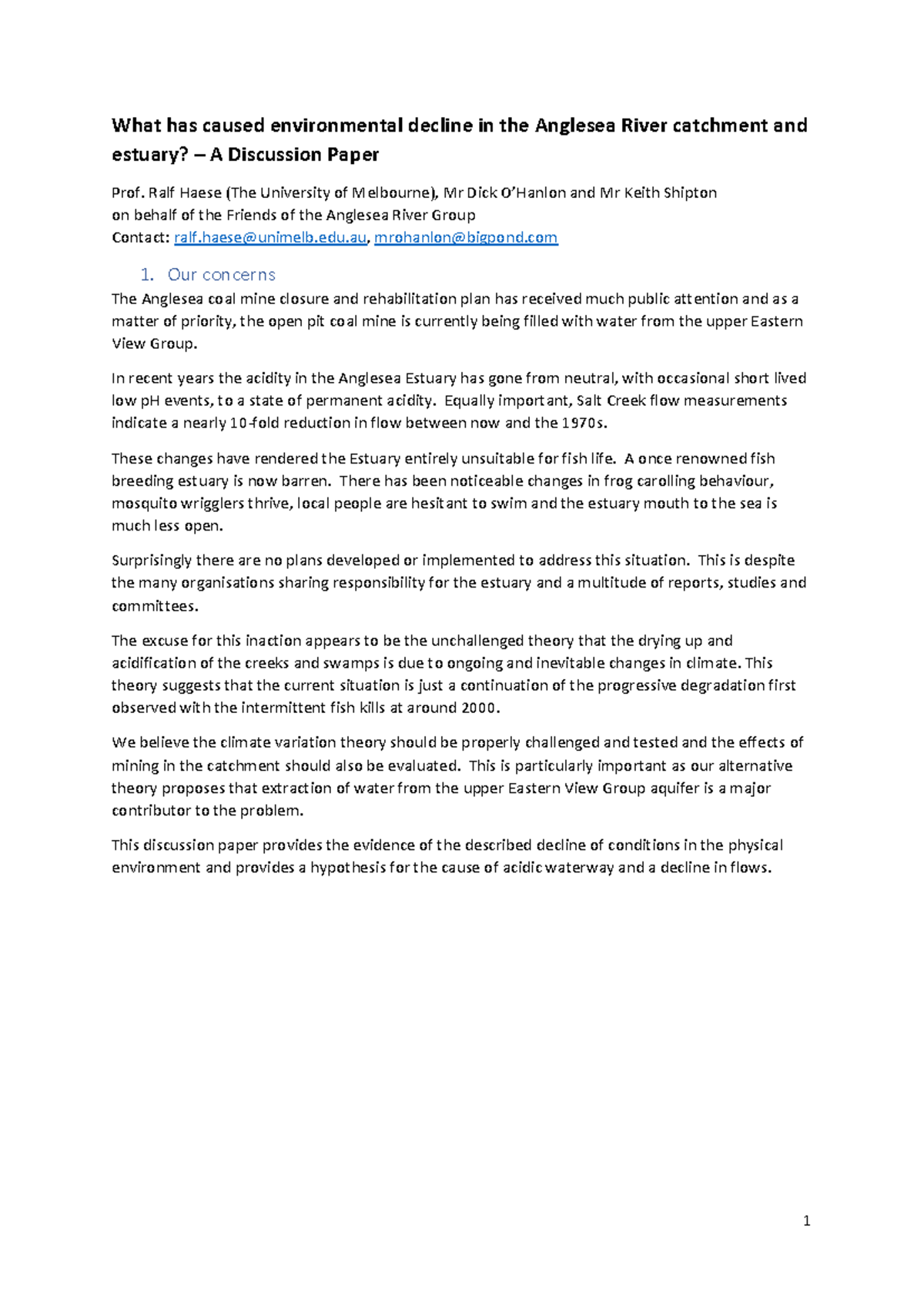 Anglesea River Catchment Environmental Decline: A Discussion Paper ...