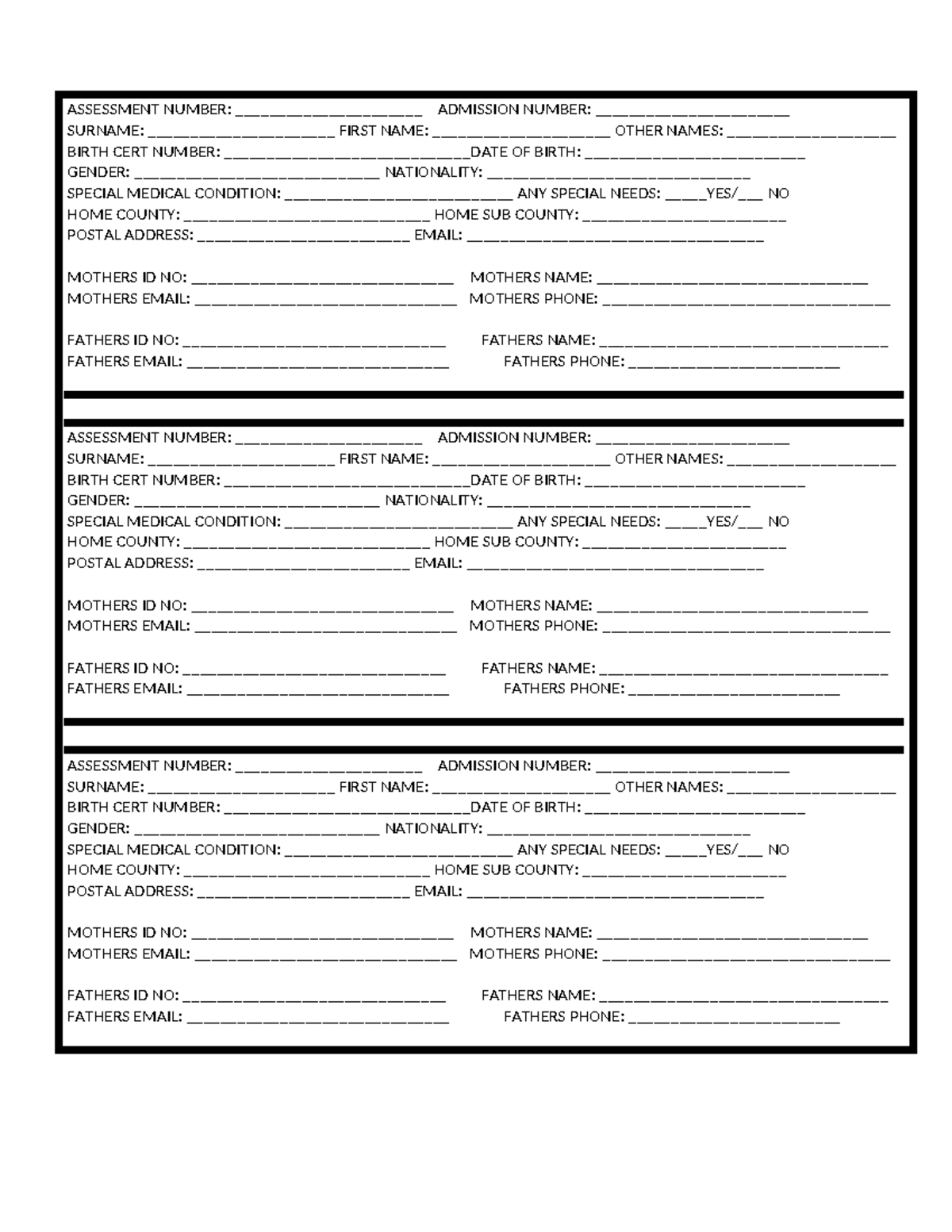 Nemis Registration Form for Admission Assessment Process - Studocu