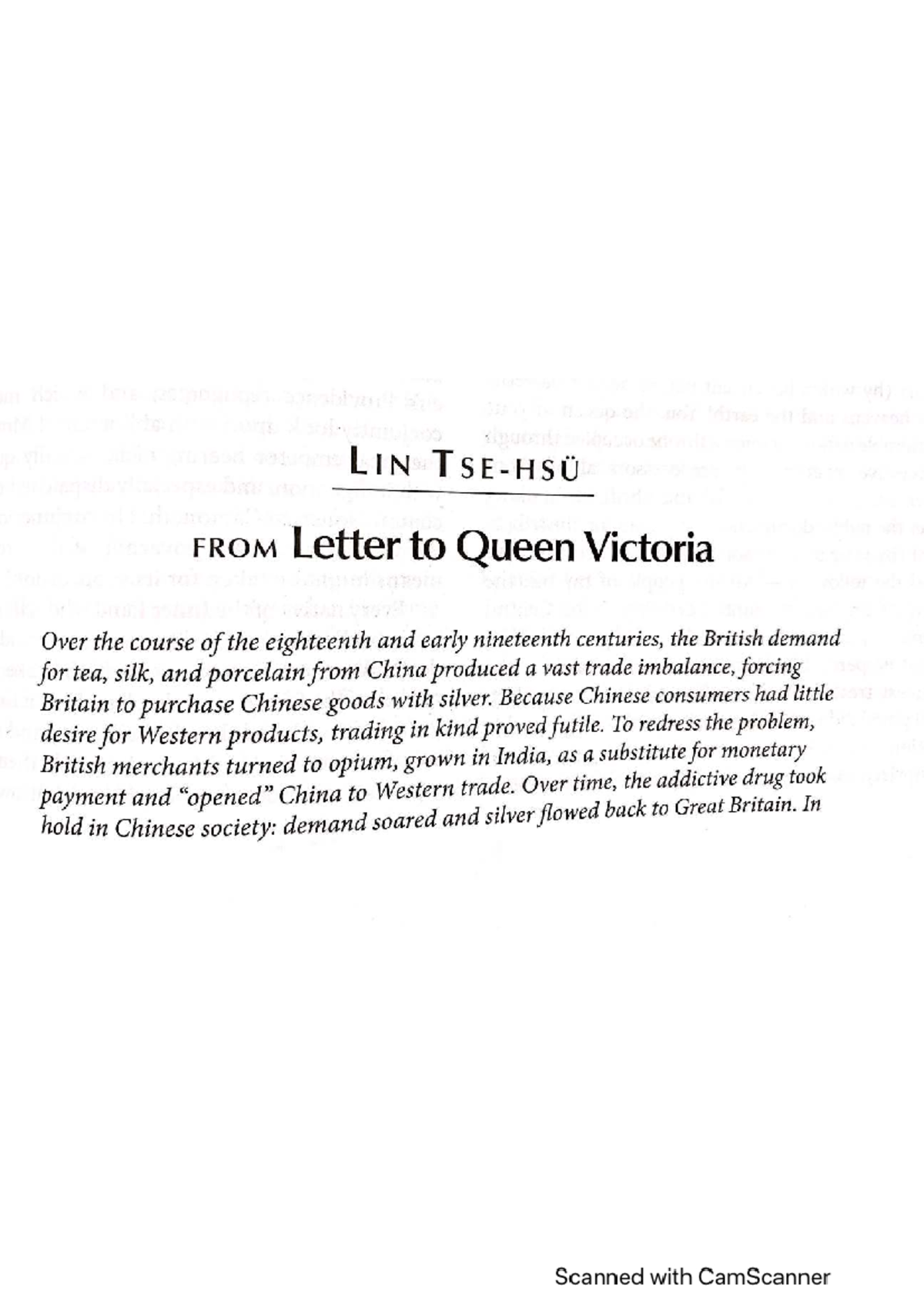 LIN ZEXU: Letter to Queen Victoria on Opium Trade Issues - Studocu