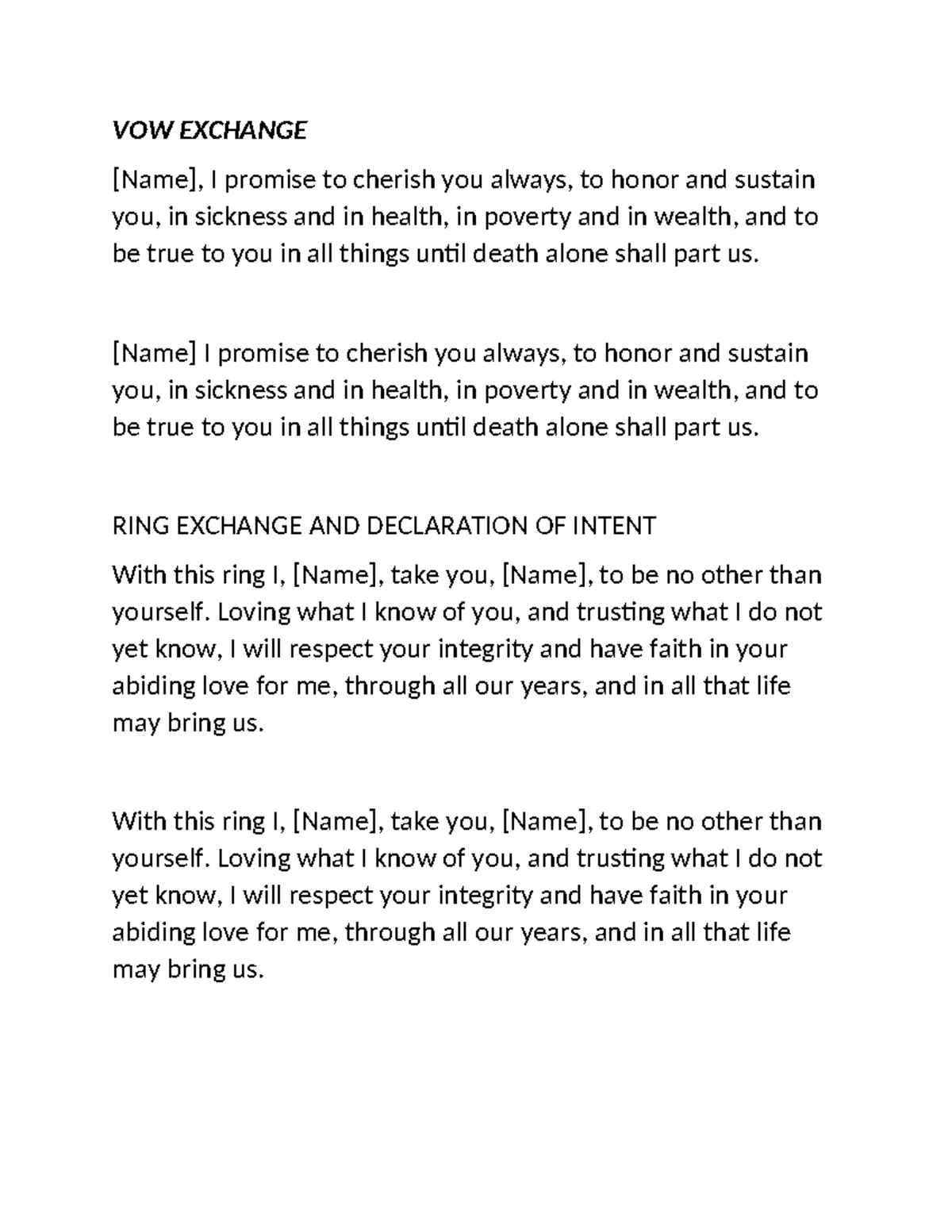 VOW Exchange Notes: Cherishing Love and Commitment - Studocu