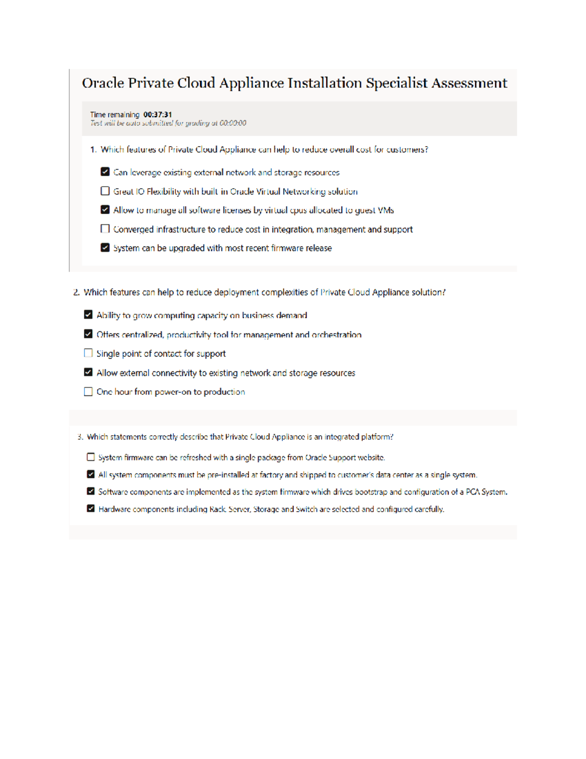Oracle PCA Installation Specialist Assessment Guide and Key Features ...