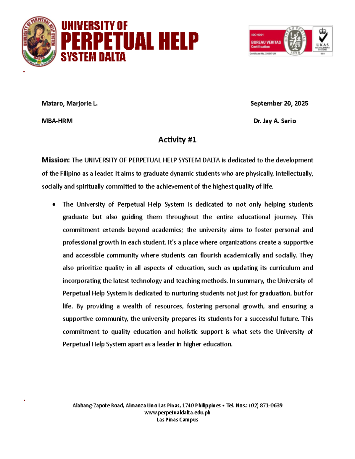 Activity #1: Studying Human Resources - UPHSD Mataro - Studocu