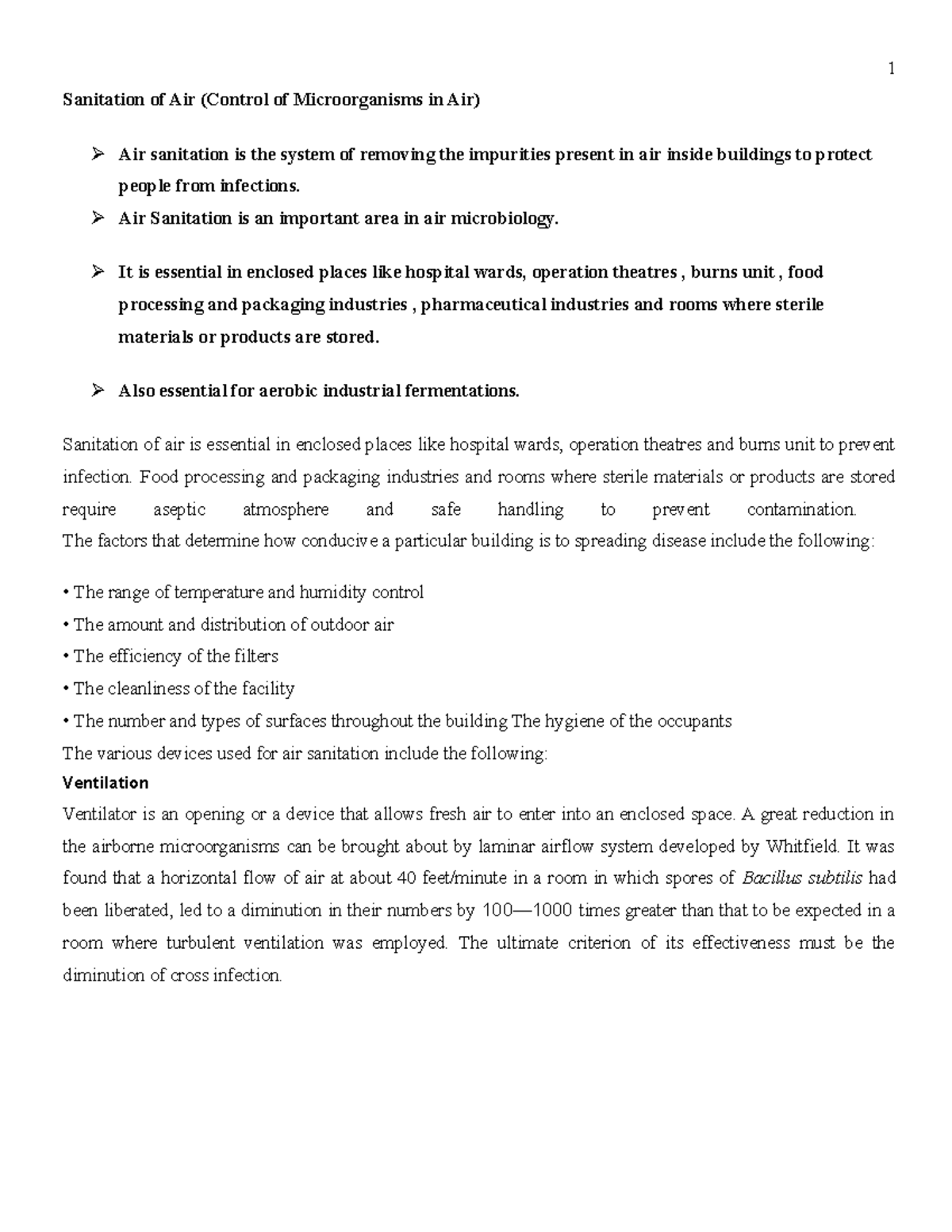 Air Sanitation Techniques for Infection Control in Enclosed Spaces ...