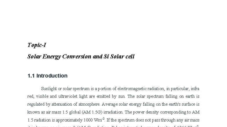 Solar Energy Conversion: Si Solar Cells Overview (ENGR 101) - Studocu