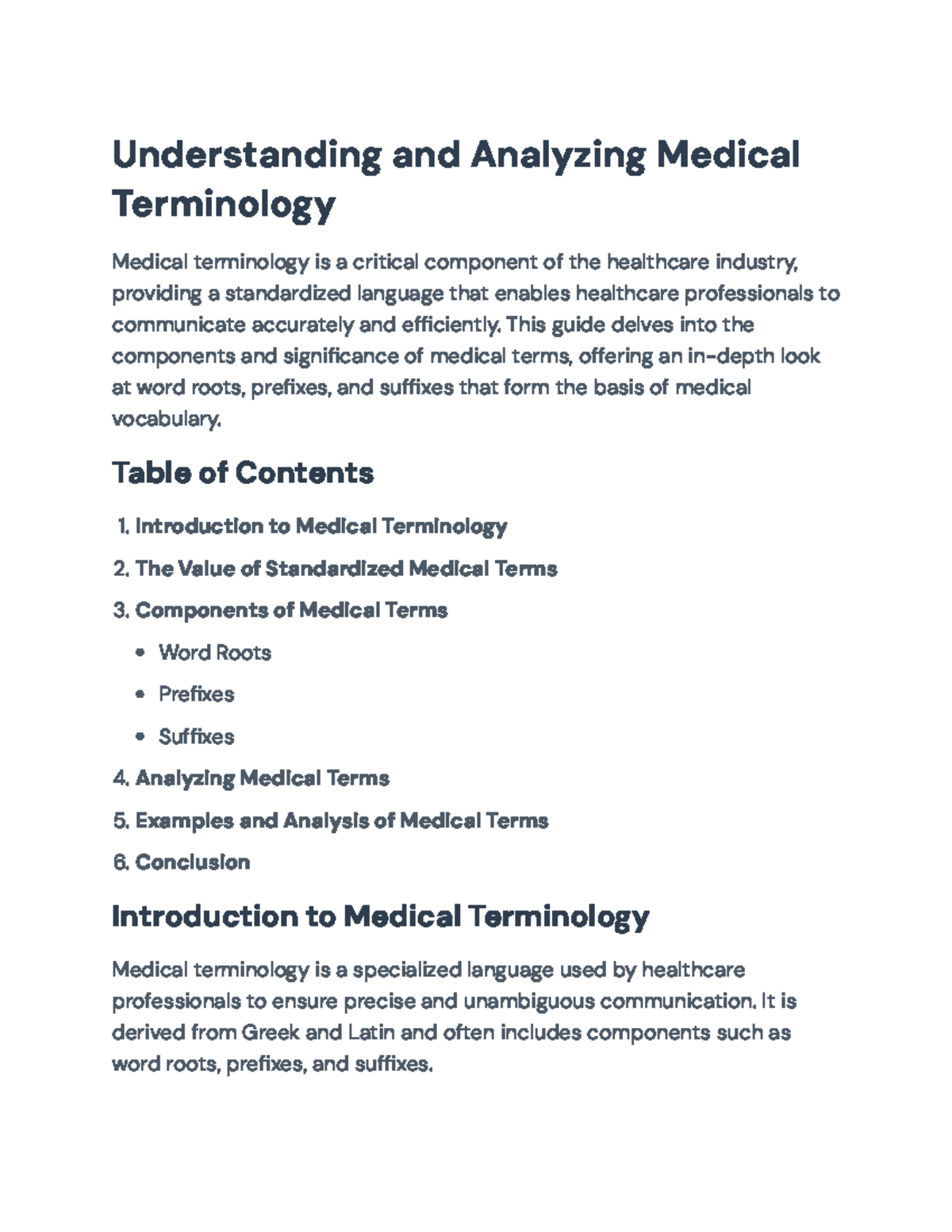 Understanding and Analyzing Medical Terminology: A Comprehensive Guide ...