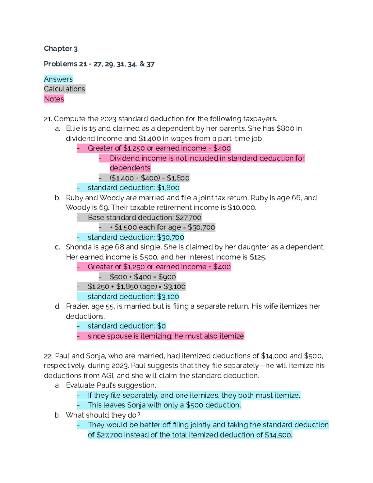 FIT 21: 2023 Standard Deduction & Tax Computation Analysis - Studocu
