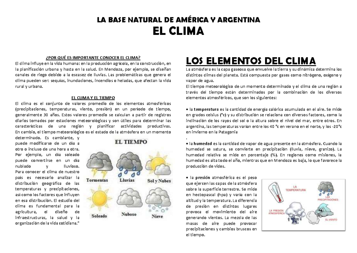 Guía 3: El Clima en América y Argentina - Importancia y Elementos - Studocu