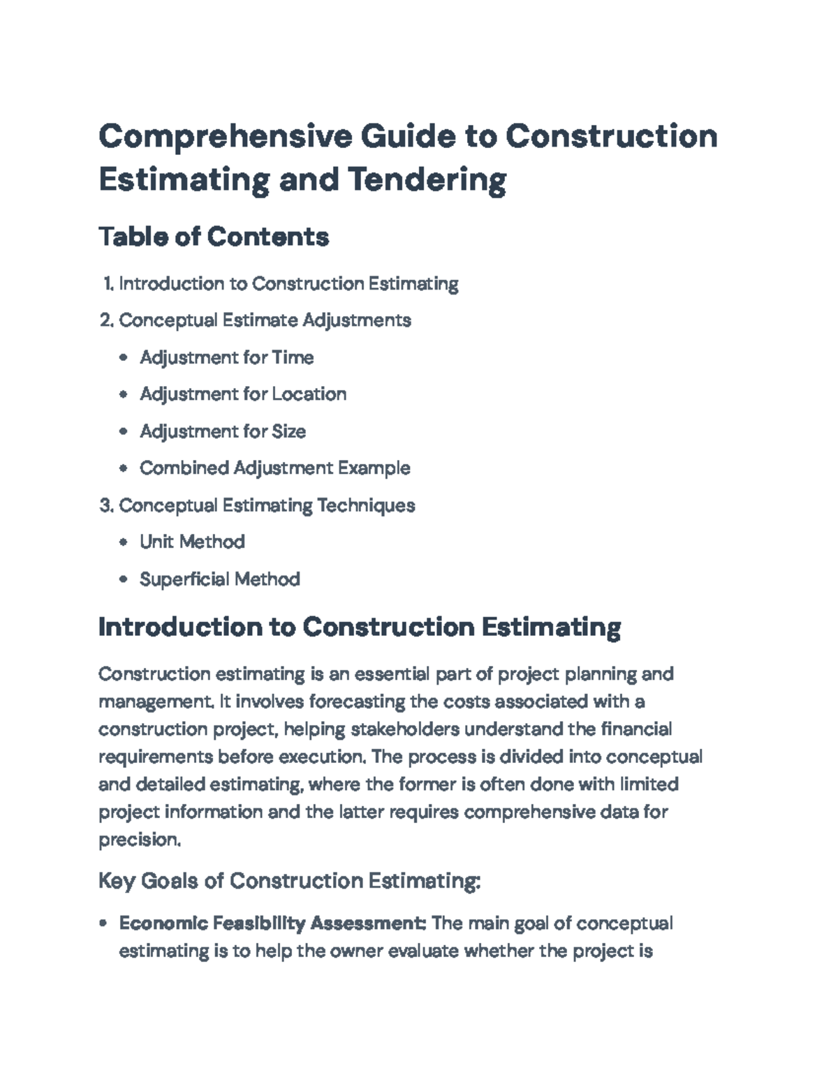 Comprehensive Guide to Construction Estimating and Tendering Techniques ...