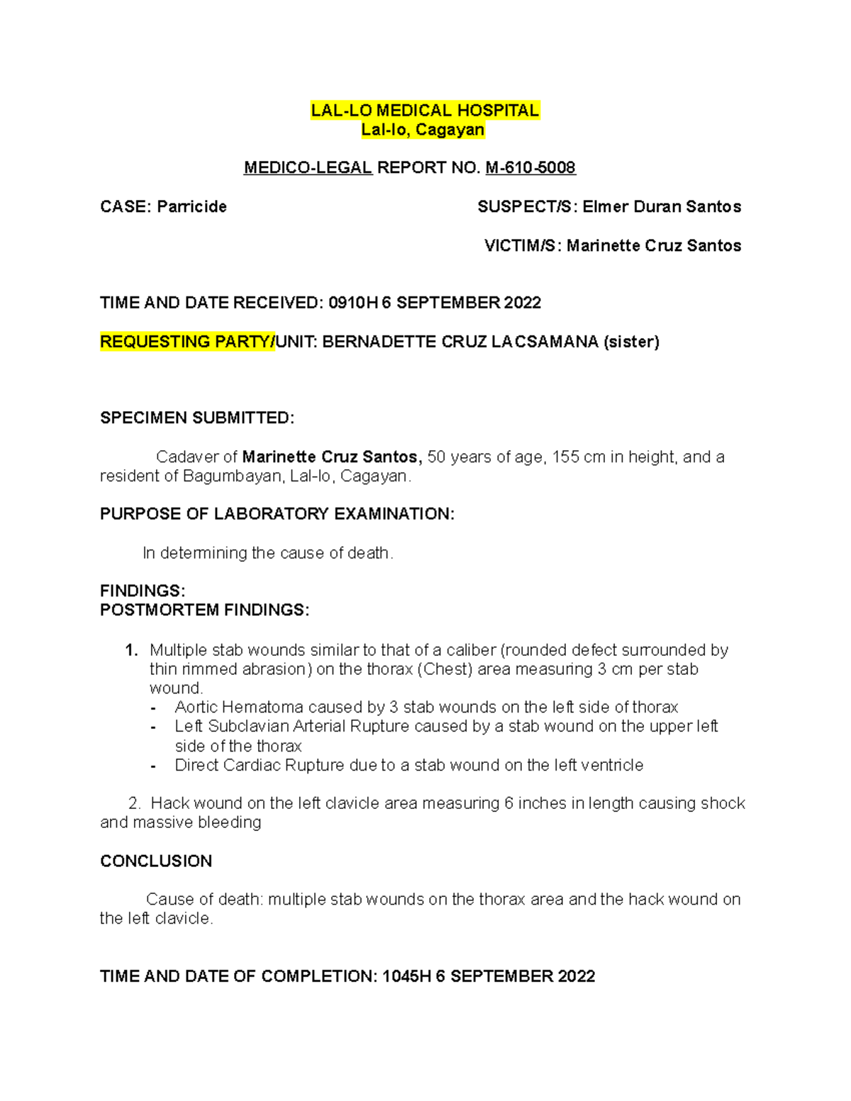 Practice Court 1 Medico-Legal - LAL-LO MEDICAL HOSPITAL Lal-lo, Cagayan ...