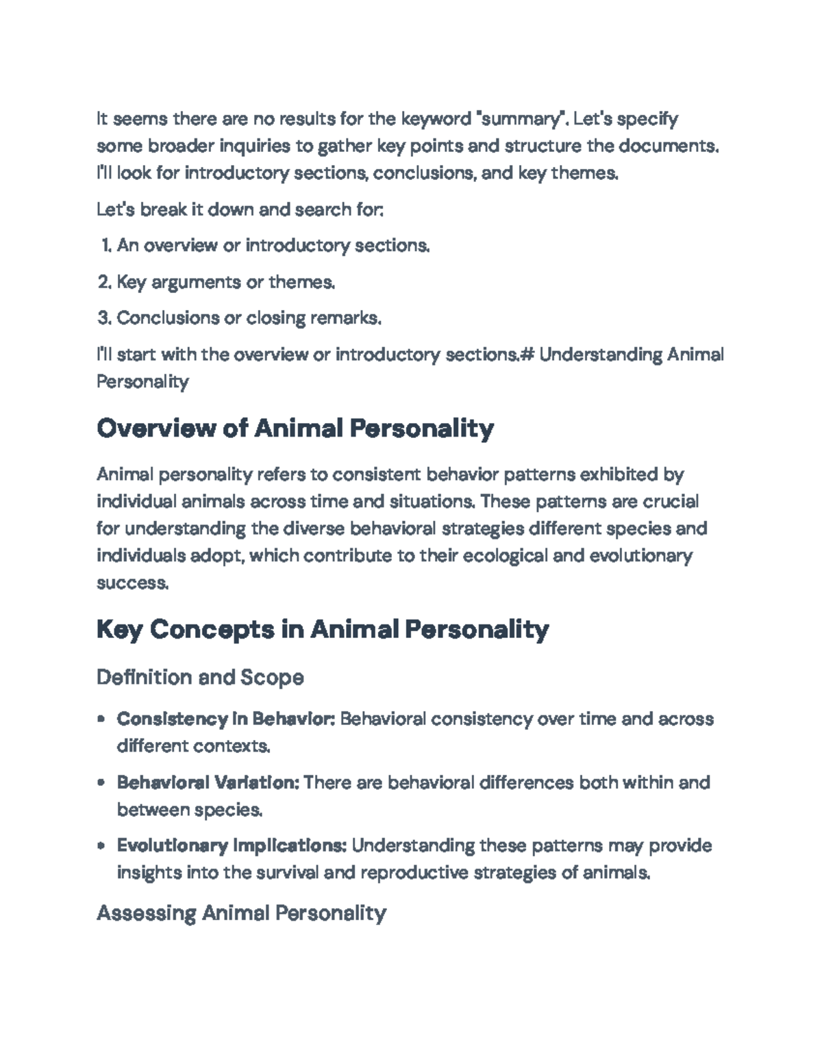 Understanding Animal Personality: Key Concepts and Assessment Methods ...