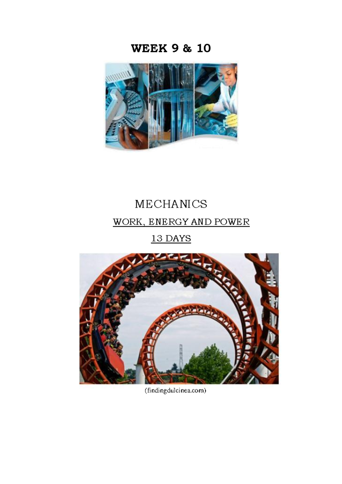 Work, energy and power - physics - WEEK 9 & 10 MECHANICS WORK, ENERGY ...