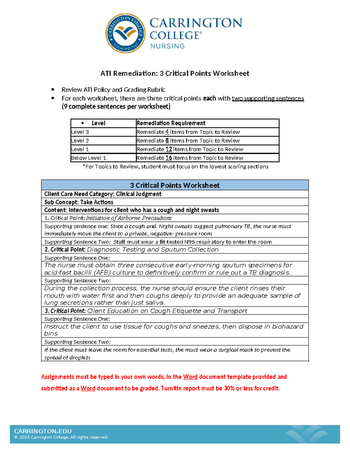ATI Remediation: 3 Critical Points for Client Care - Cough & Night ...