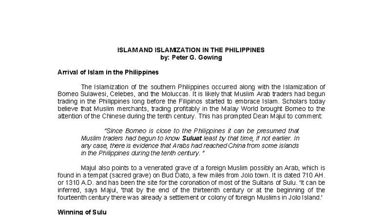 Islam and Islamization of the Philippines - ISLAM AND ISLAMIZATION IN ...