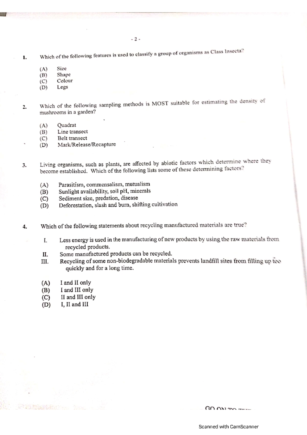 CSEC Biology 2022 P1-2 - Past papers - Cape Biology Unit 2 - Studocu