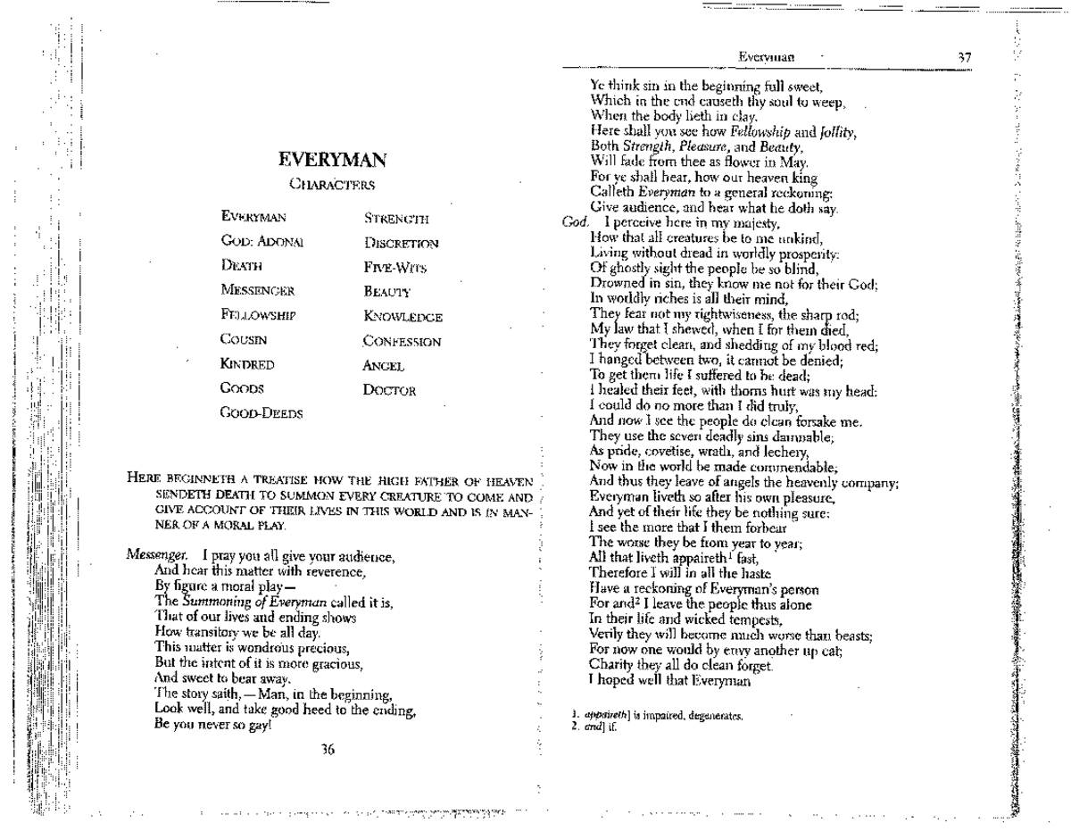 Everyman: A Moral Play Analysis and Character Study - Studocu