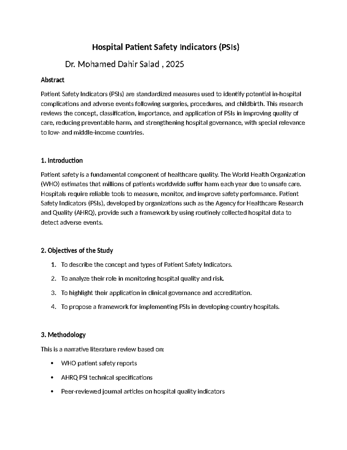 Hospital Patient Safety Indicators (PSIs) - A Comprehensive Review ...
