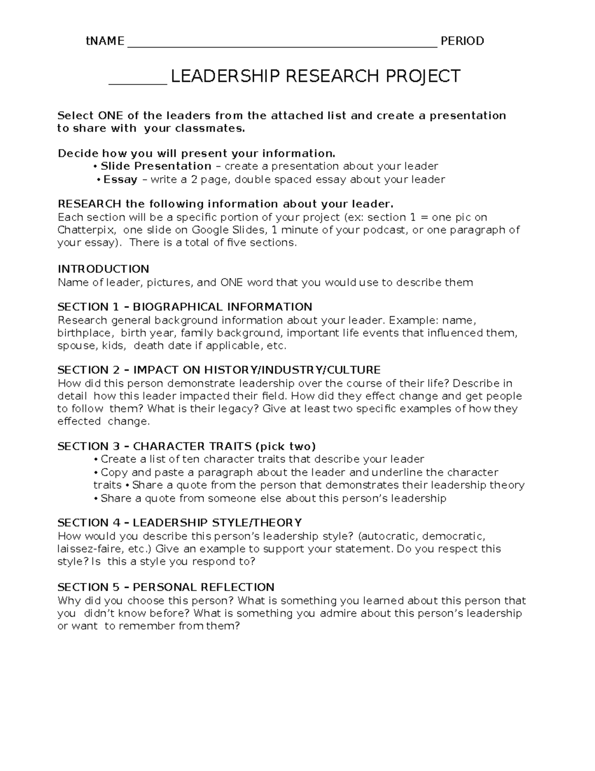 Leadership Research Project: An In-Depth Study of Influence and Style ...