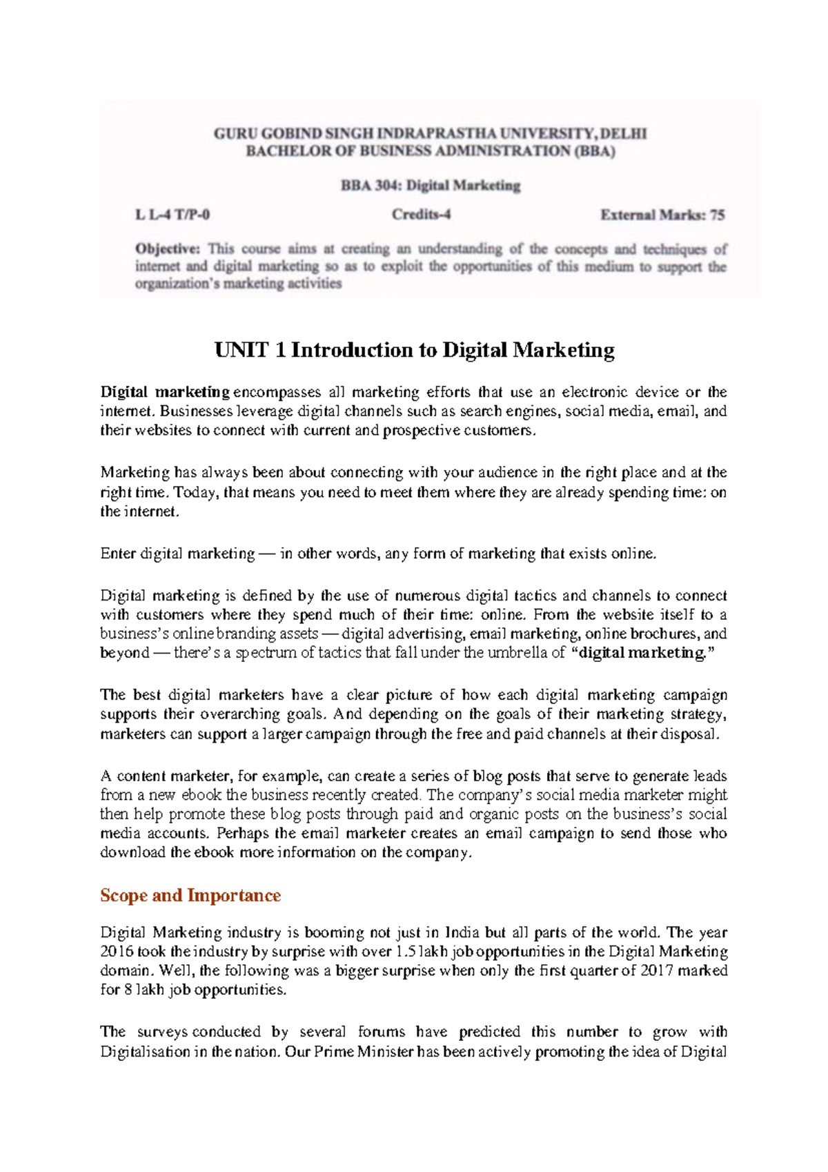 Digital Marketing Notes - UNIT 1 Introduction to Digital Marketing ...
