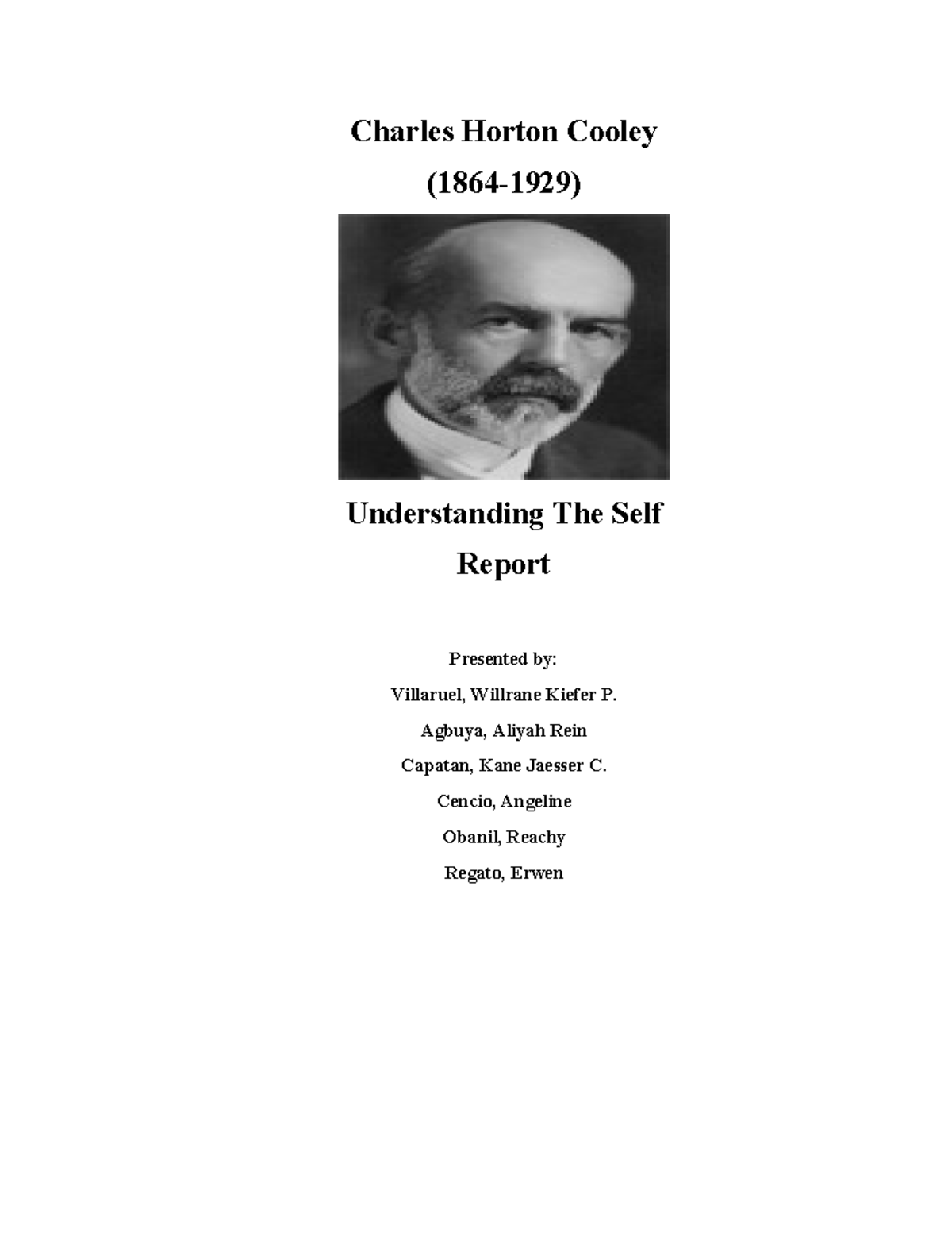 Charles Horton Cooley UTS Report on the Self and Society - Studocu