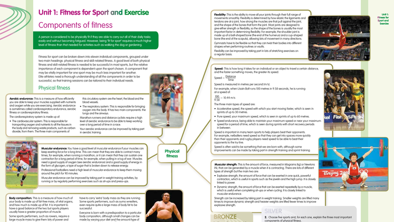 Unit 1: Fitness for Sport and Exercise - Comprehensive Overview of ...