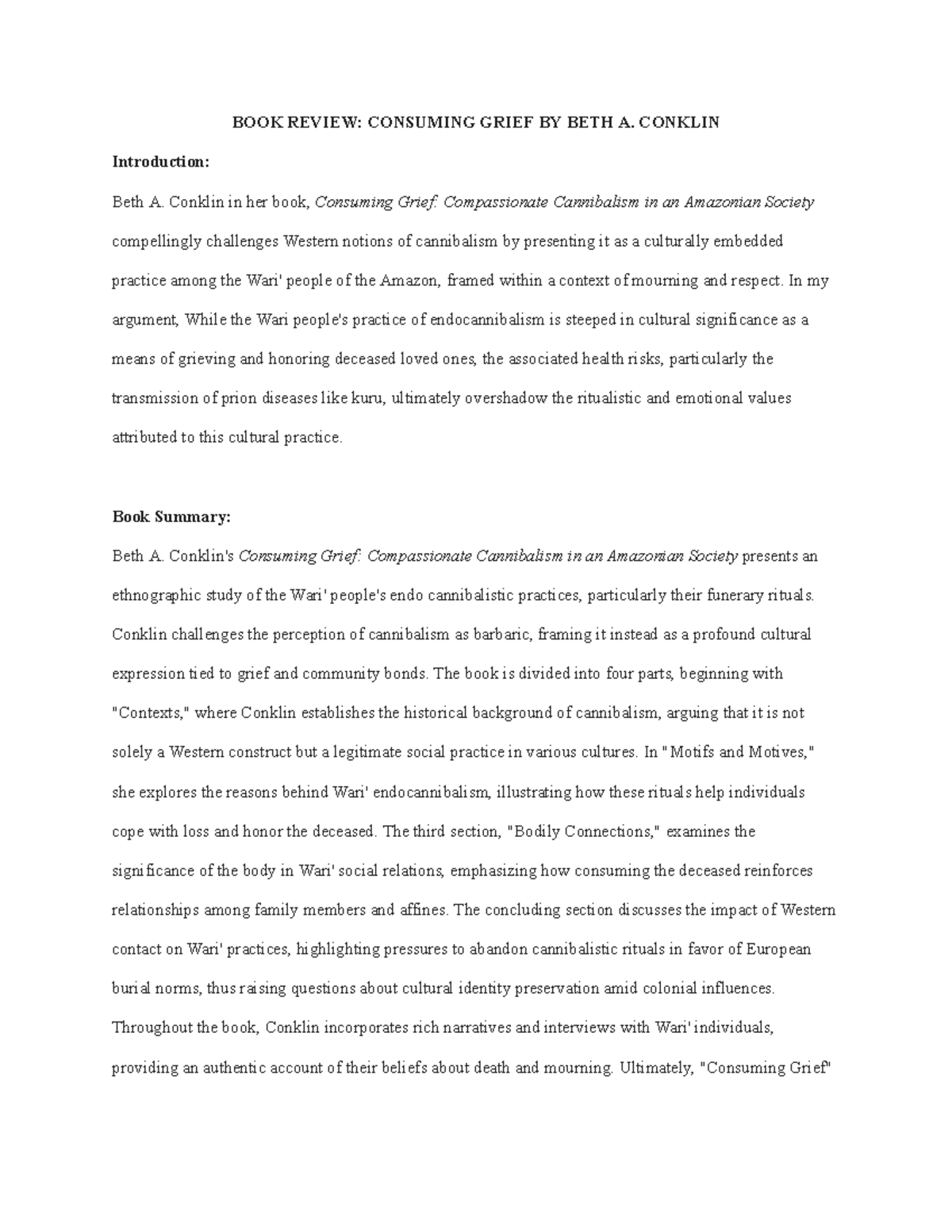 Book Review - My work on anthropology - BOOK REVIEW: CONSUMING GRIEF BY ...