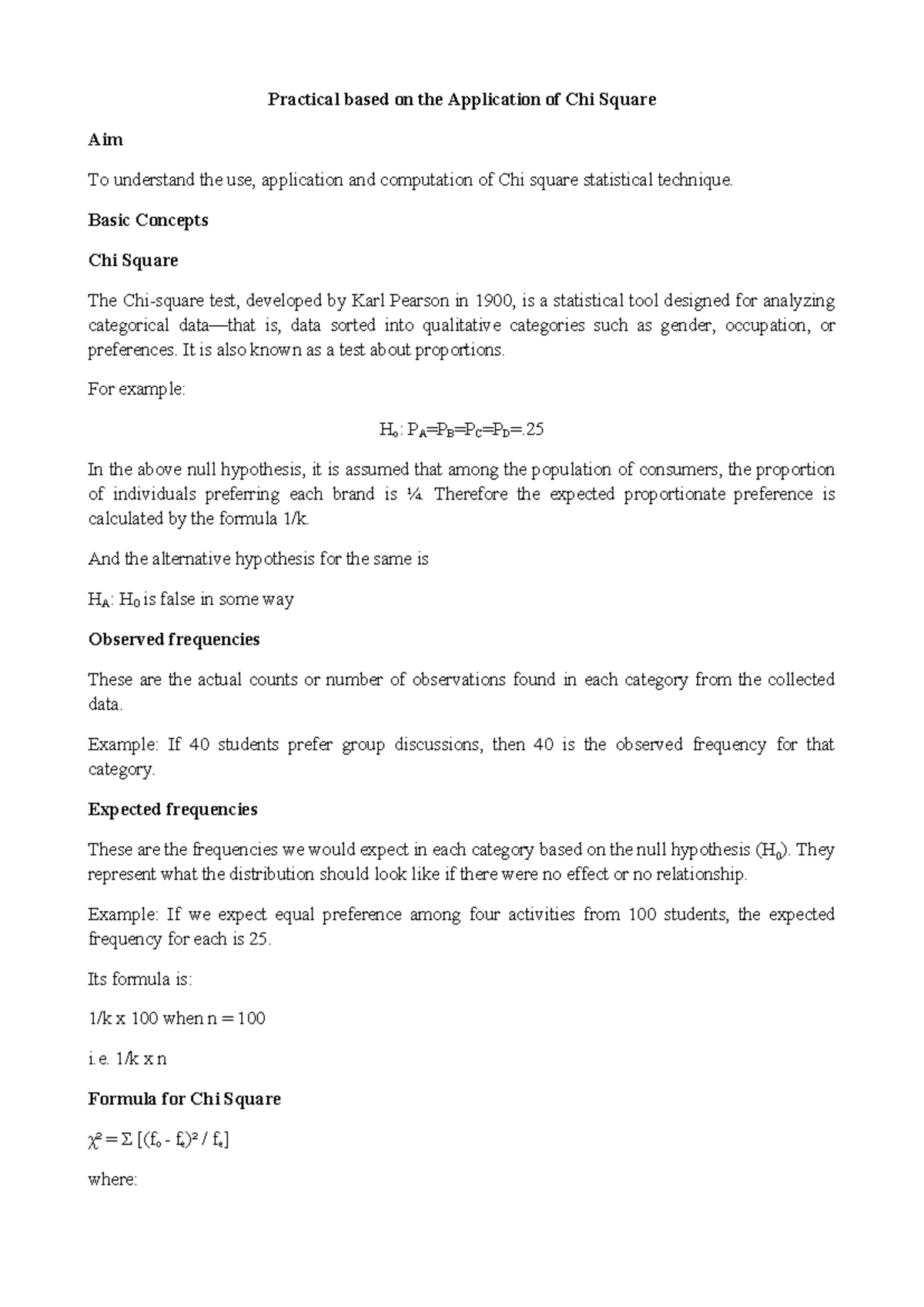 Practical on Chi Square Application - SEM 4 Analysis - Studocu