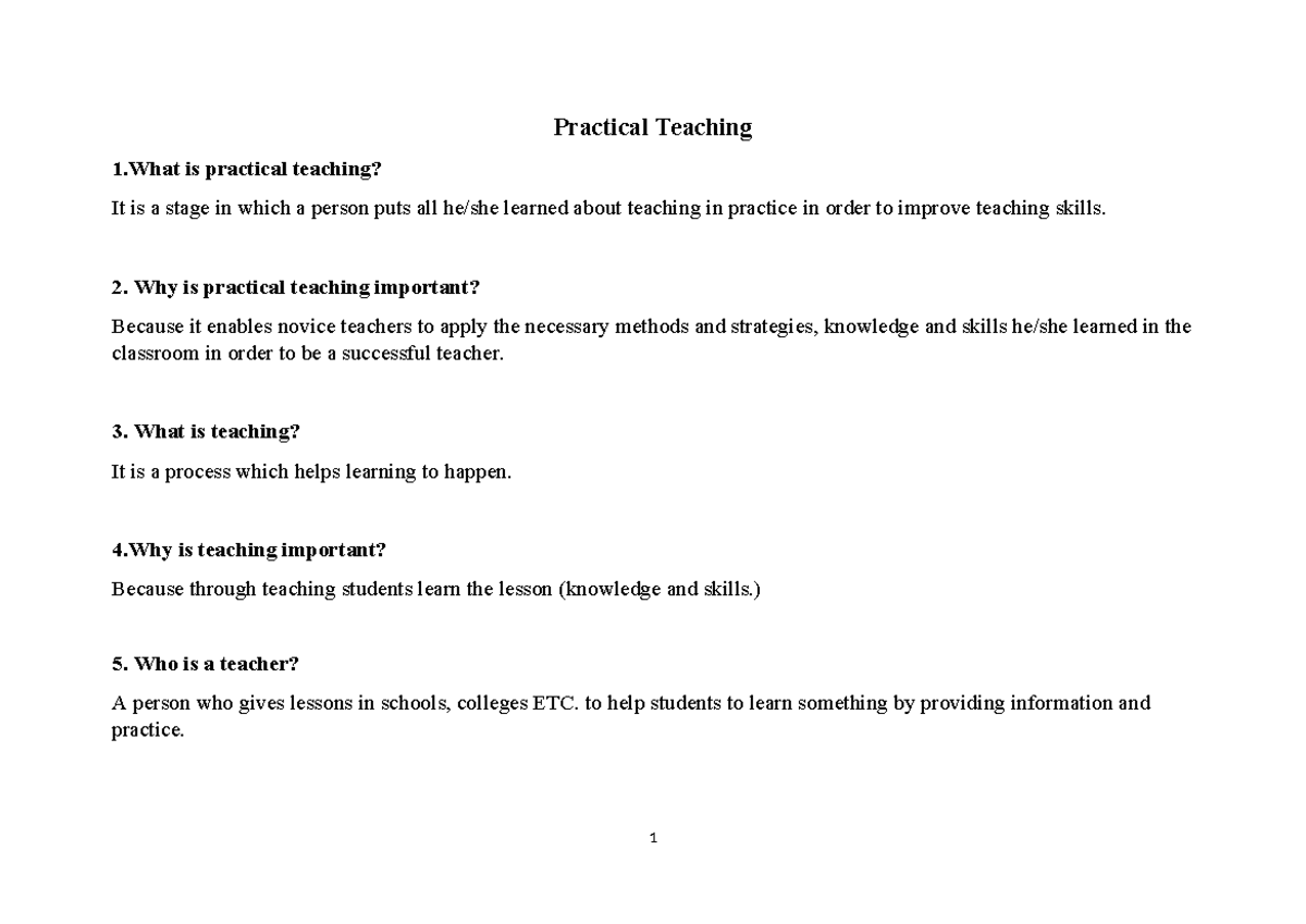 Practical Teaching Methods and Strategies: A Guide for Educators - Studocu