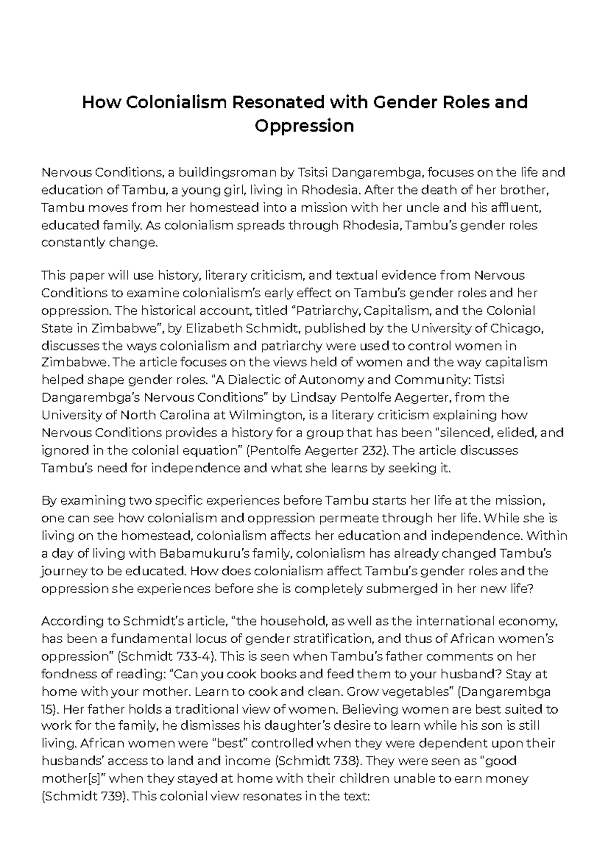 How Colonialism Resonated with Gender Roles and Oppression [Essay ...