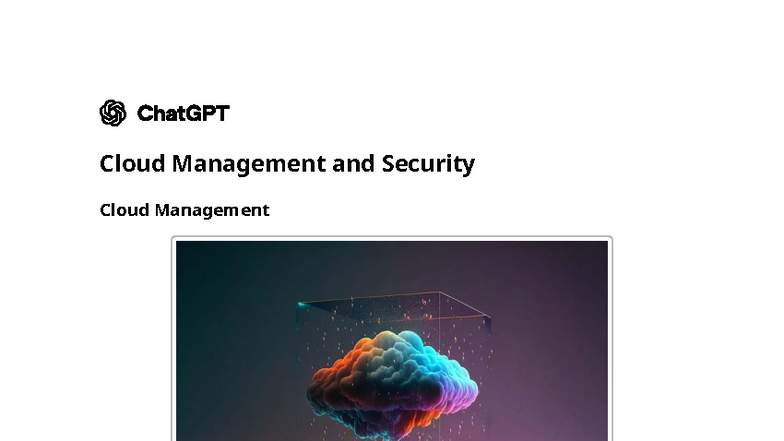 Cloud Management & Security Overview: Key Features & Tools - Studocu