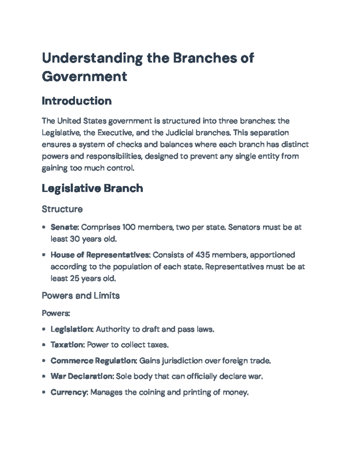 Understanding the Three Branches of Government: Structure and Powers ...