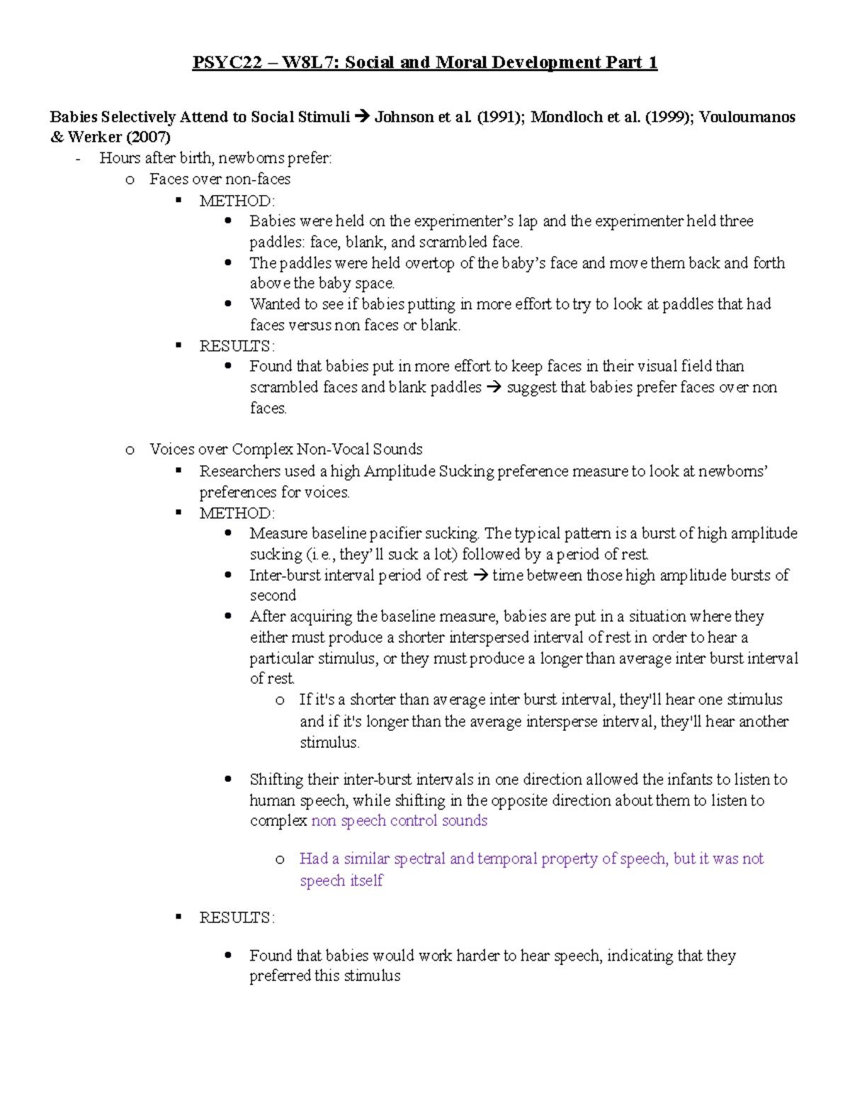 PSYC22 W8L7 - lecture notes - PSYC22 – W8L7: Social and Moral ...