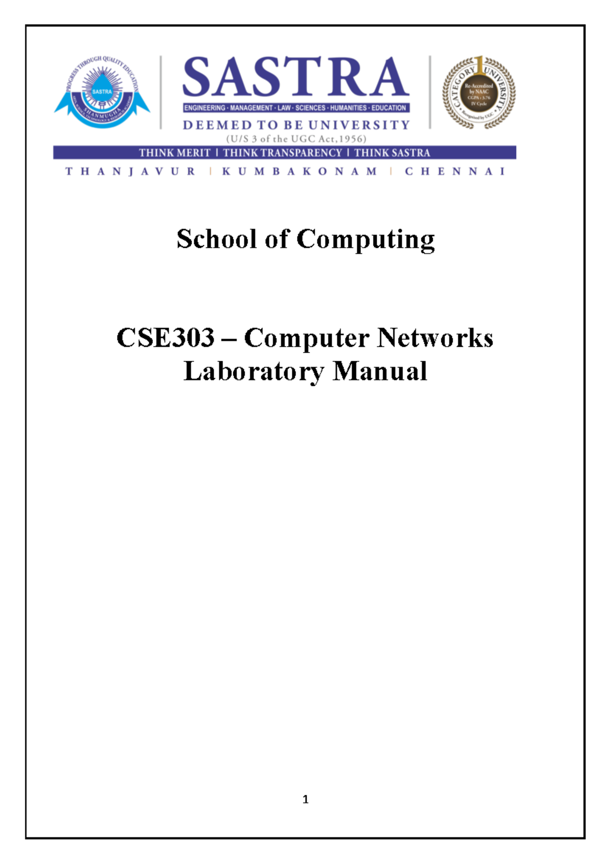 CSE303-Computer Networks Lab Manual: Socket Prog & Simulations - Studocu