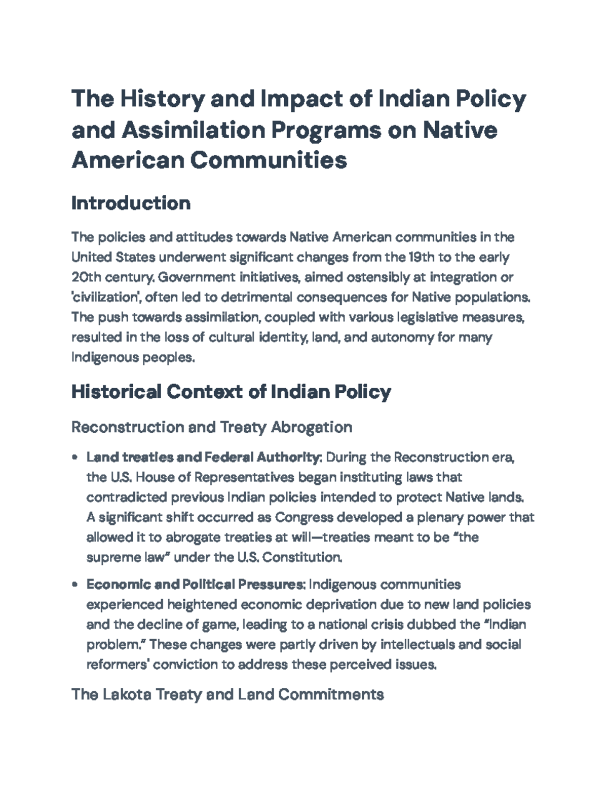 The History and Impact of Indian Policy on Native American Communities ...