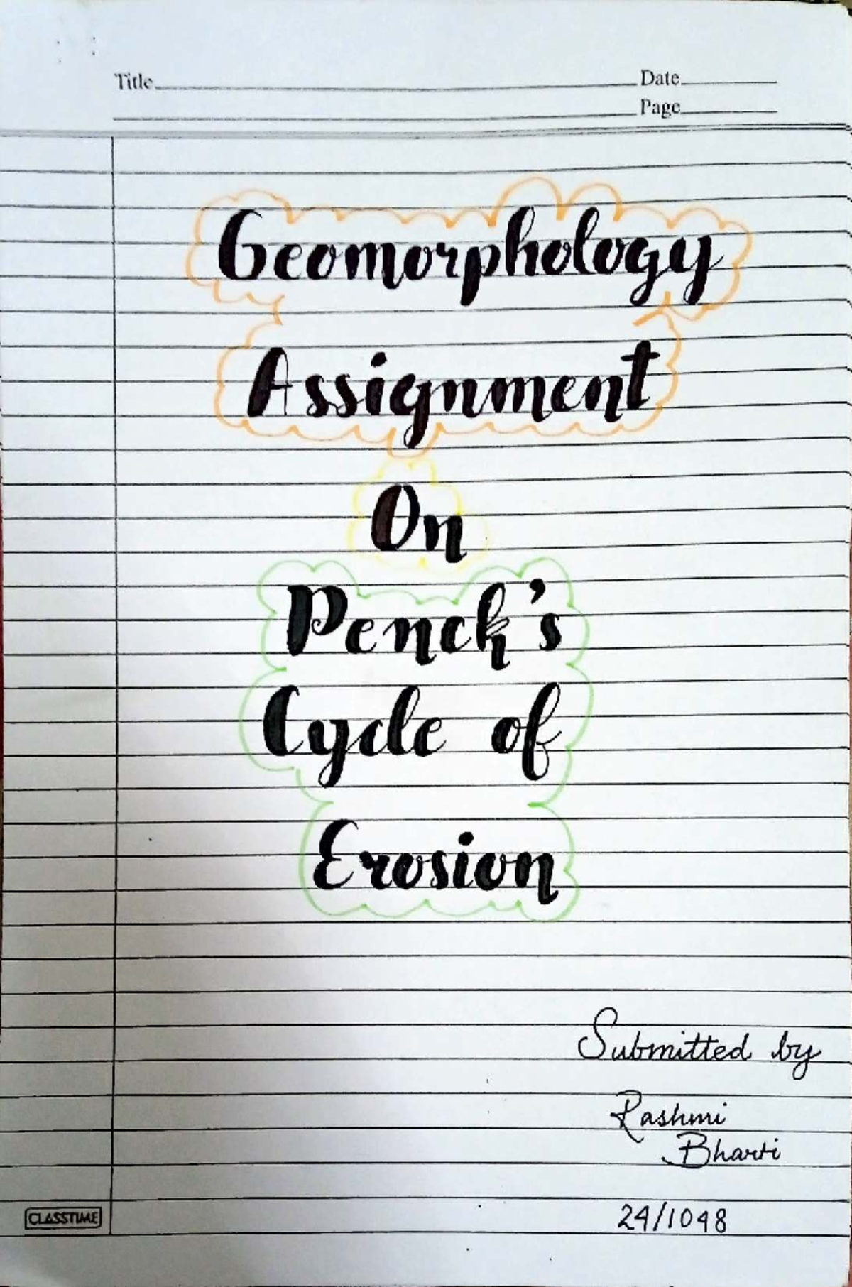 Geomorphology Assignment: Cycle of Erosion Analysis (CLASSTIME 1048 ...