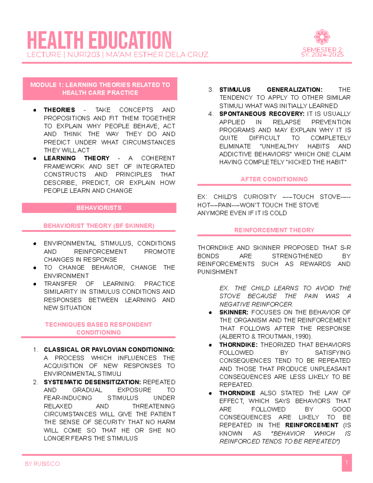 Health Education - Module 1 - THEORIES - TAKE CONCEPTS AND PROPOSITIONS ...