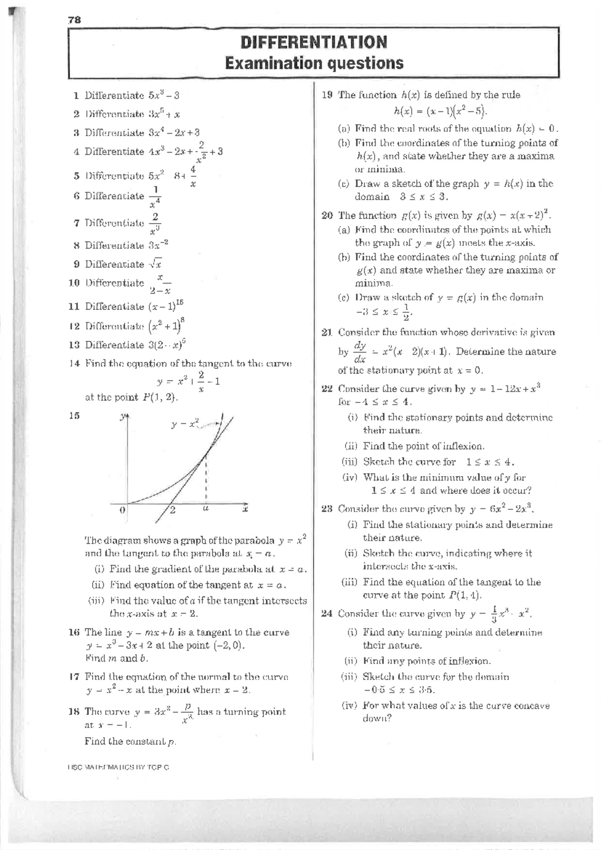 HSC MATHS DIFFERENTIATION Past Exam Questions and Solutions - Studocu