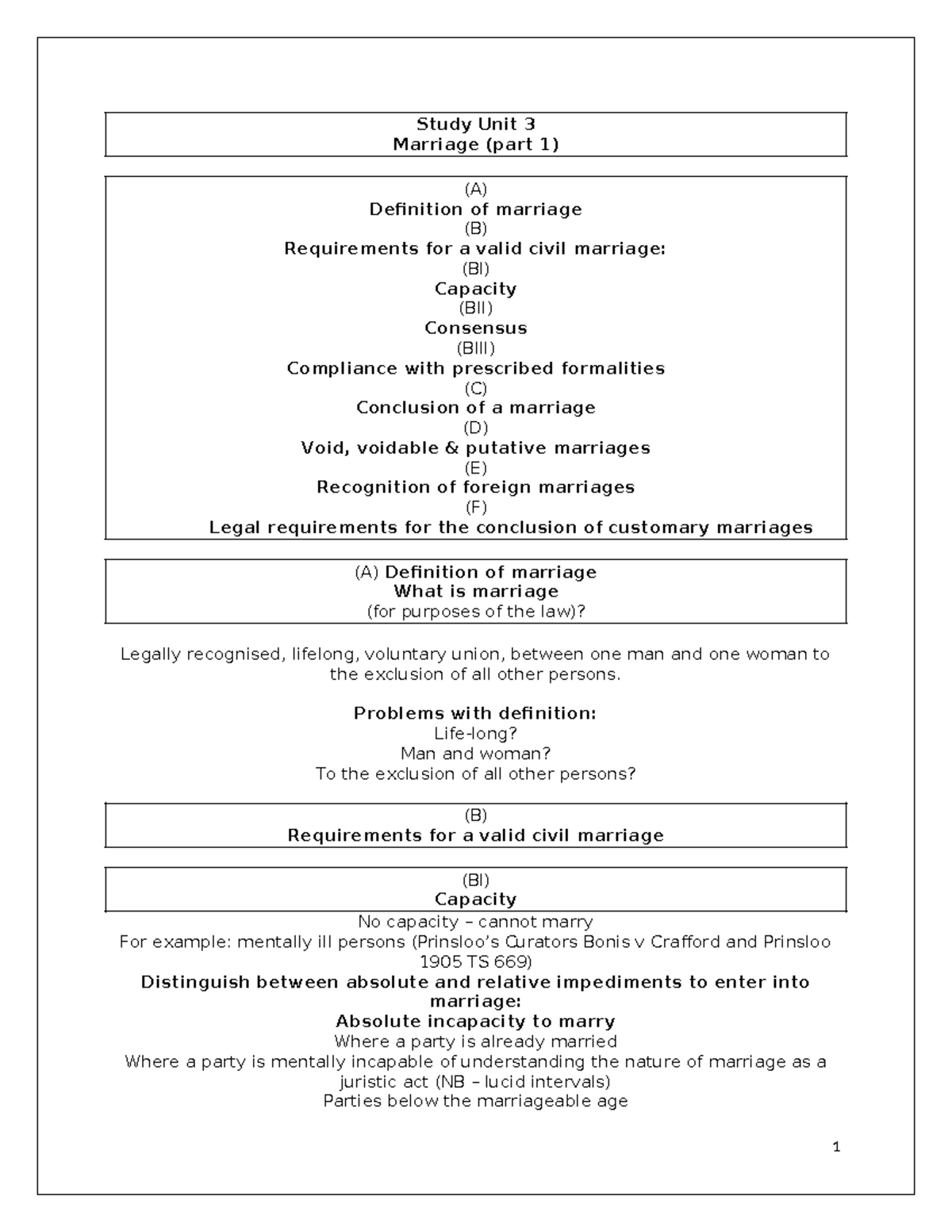 Study Unit 3: Civil Marriage Requirements and Legal Considerations ...