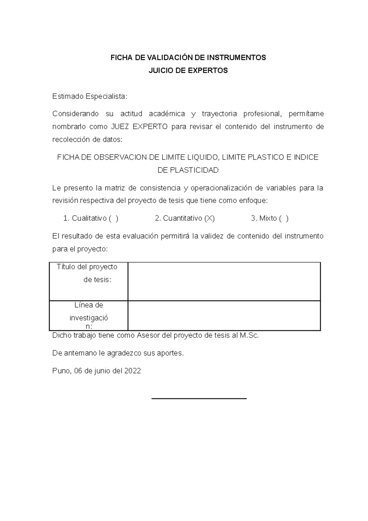 1 - Formato para validación de Instrumentos mediante el juicio de expertos - FICHA DE VALIDACIÓN ...