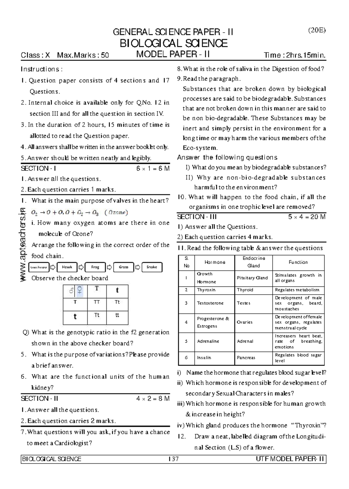 UTF Bio 2 2026 - Important Model Paper II for Class X - Studocu