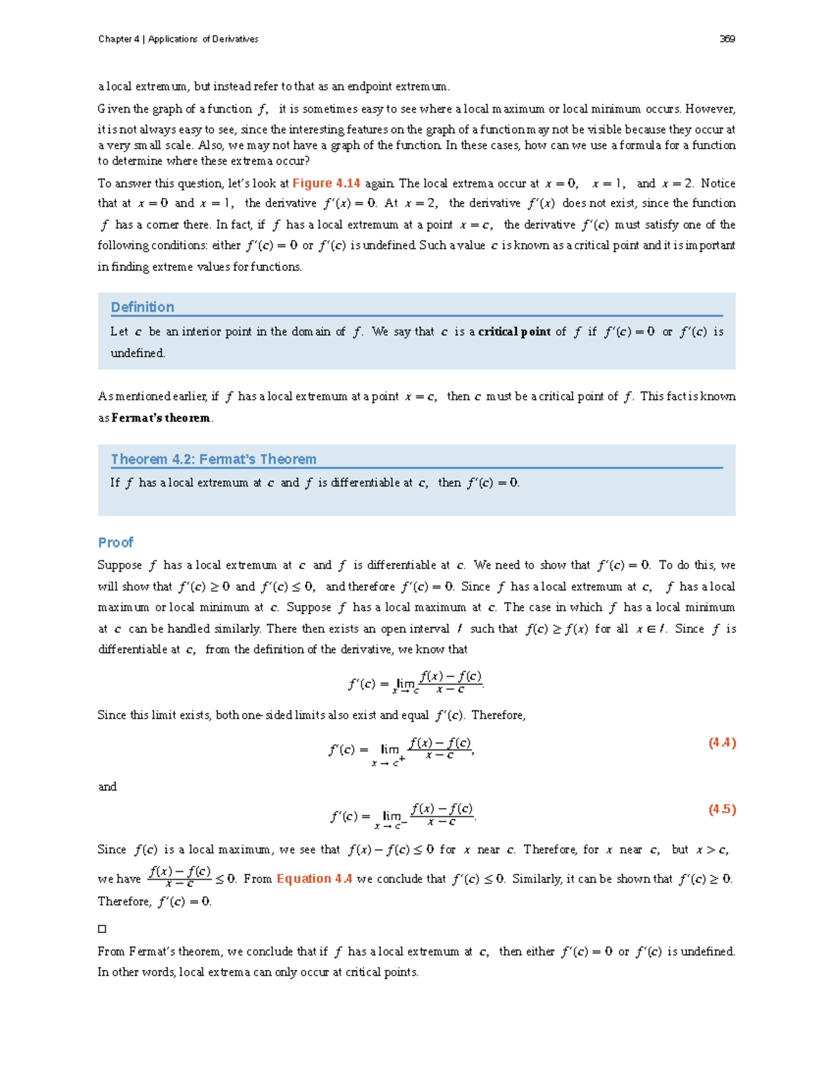 Chapter 4: Applications of Derivatives - Local Extrema and Critical ...