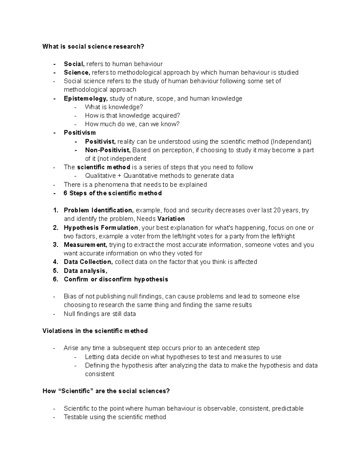 Polisci 2535 - Week 1 Lecture Notes on Social Science Research - Studocu