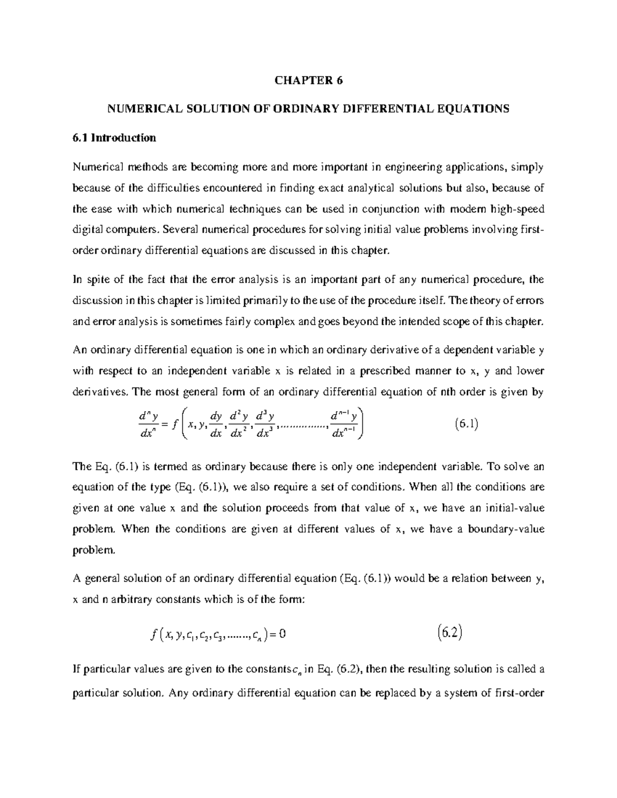 NM Chapter-6 - to help student - CHAPTER 6 NUMERICAL SOLUTION OF ...