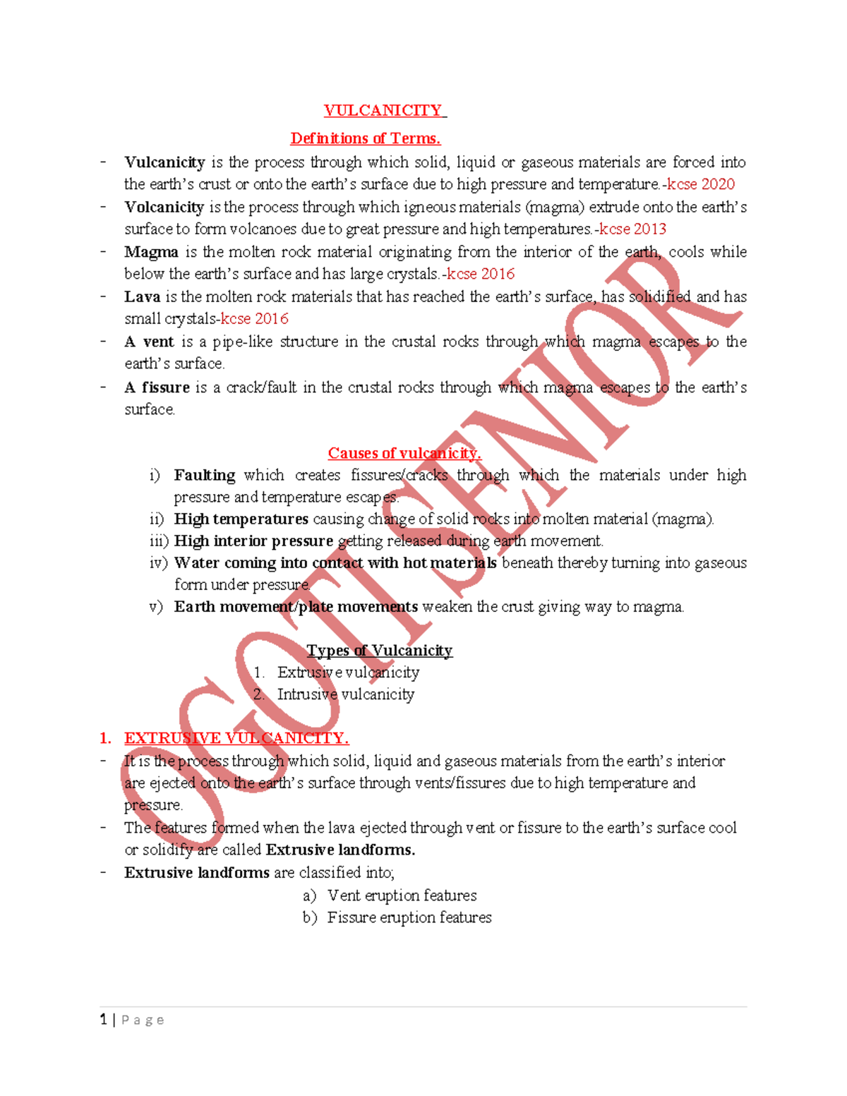 VULCANICITY: Key Terms and Concepts for Geography Studies - Studocu