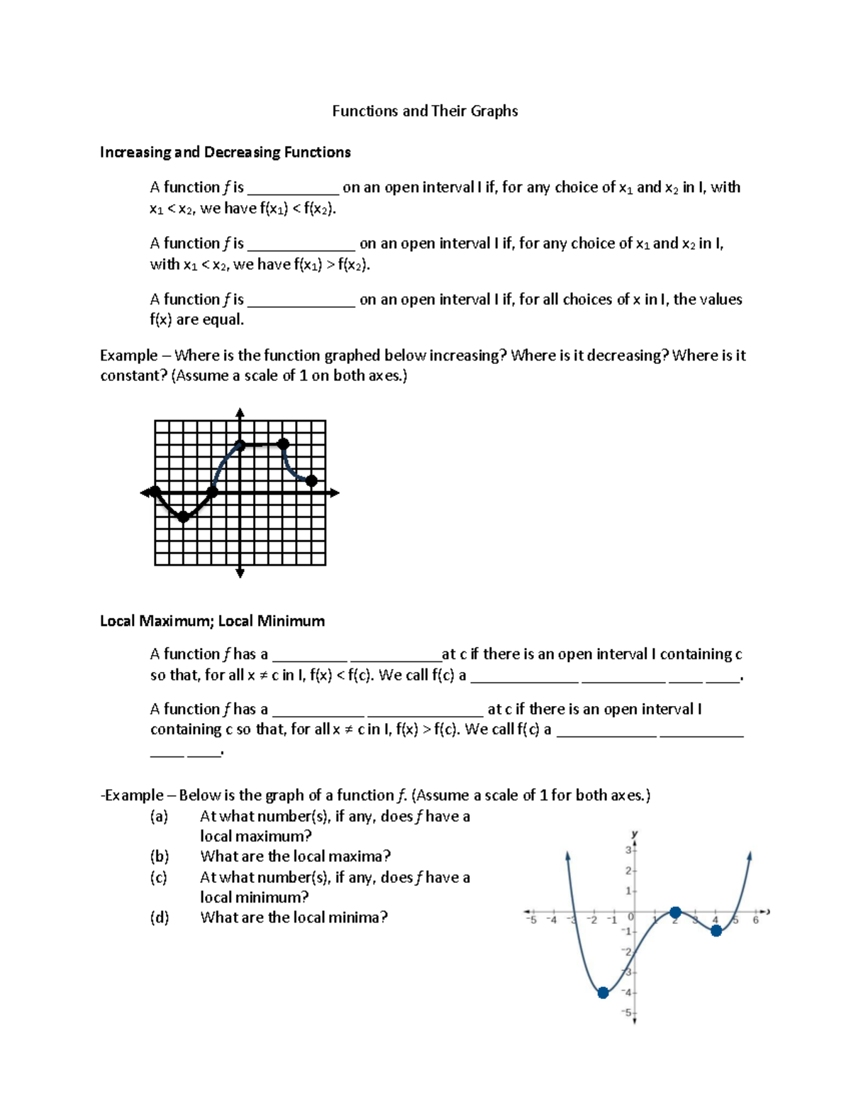 Functions and Their Graphs: Characteristics & Examples (MATH 101) - Studocu