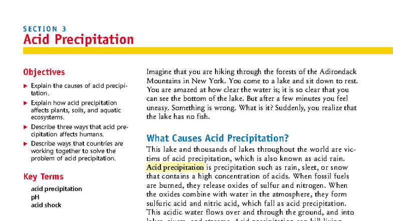 12-3 Acid Precipitation: Causes, Effects, and Solutions - Studocu