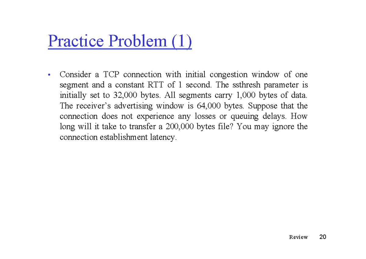 TCP Connection Practice Problems (CS101) - Exam Prep Questions - Studocu