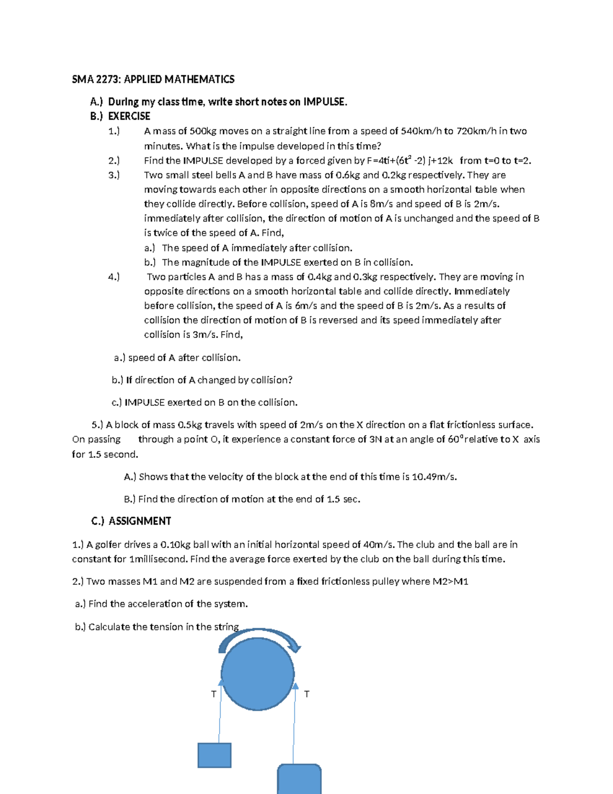 SMA 2273 - Applied mathematics lecture notes - SMA 2273: APPLIED ...