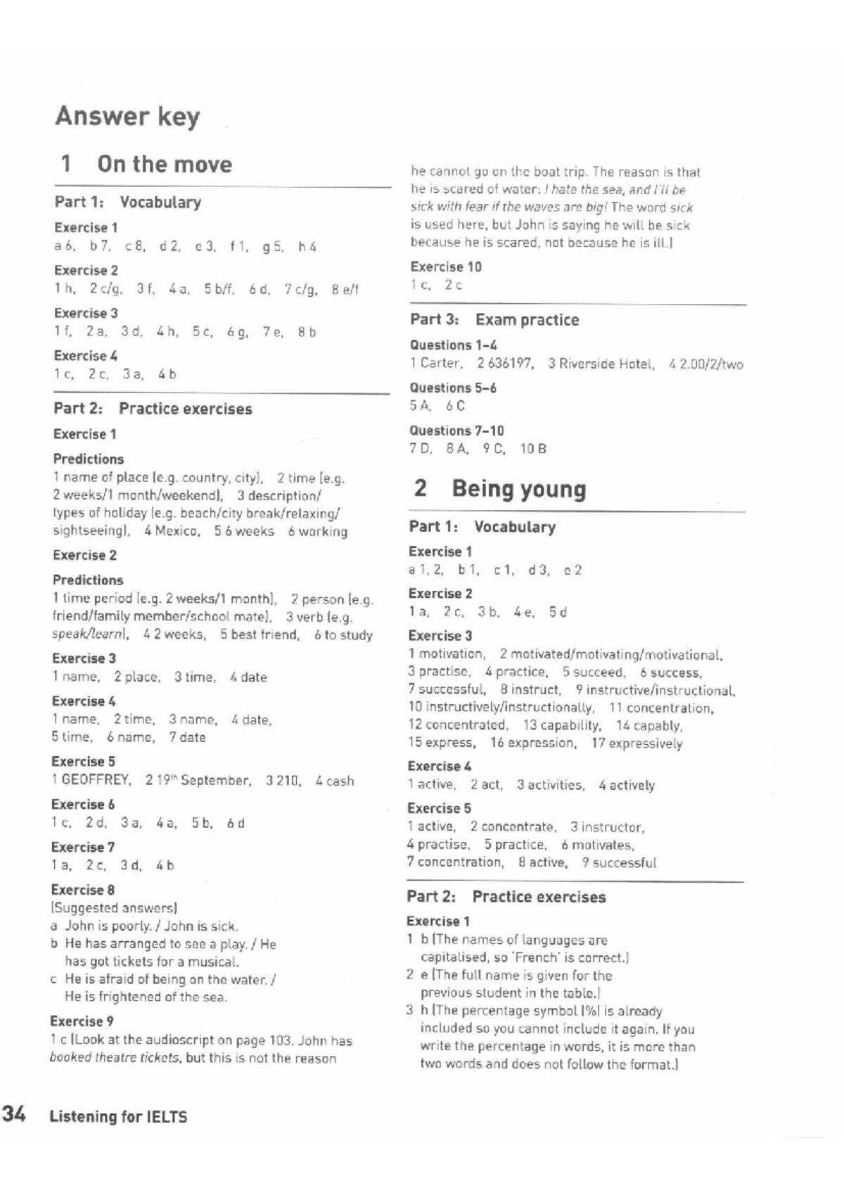 Vocab 1.5 - Answer Key for On the Move Exercises - Studocu